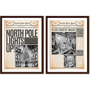 Vintage North Pole Christmas Newspaper Pages Nostalgic Holiday Decor ...