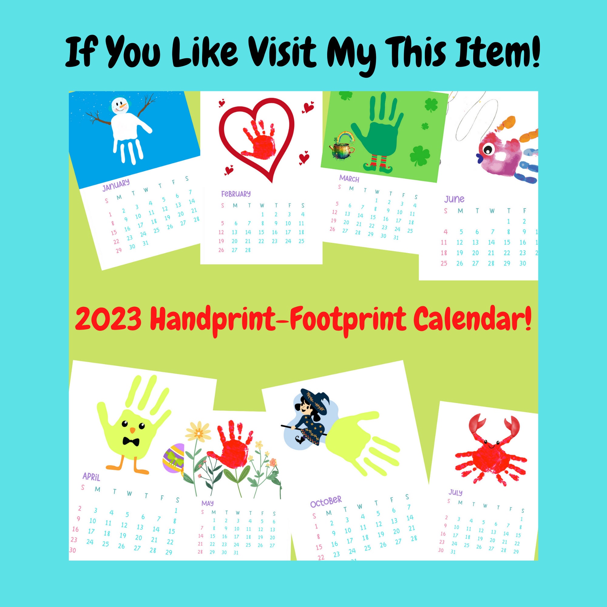 Printable Handprint and Footprint Art Perfect Baby Gift Adorable Baby ...