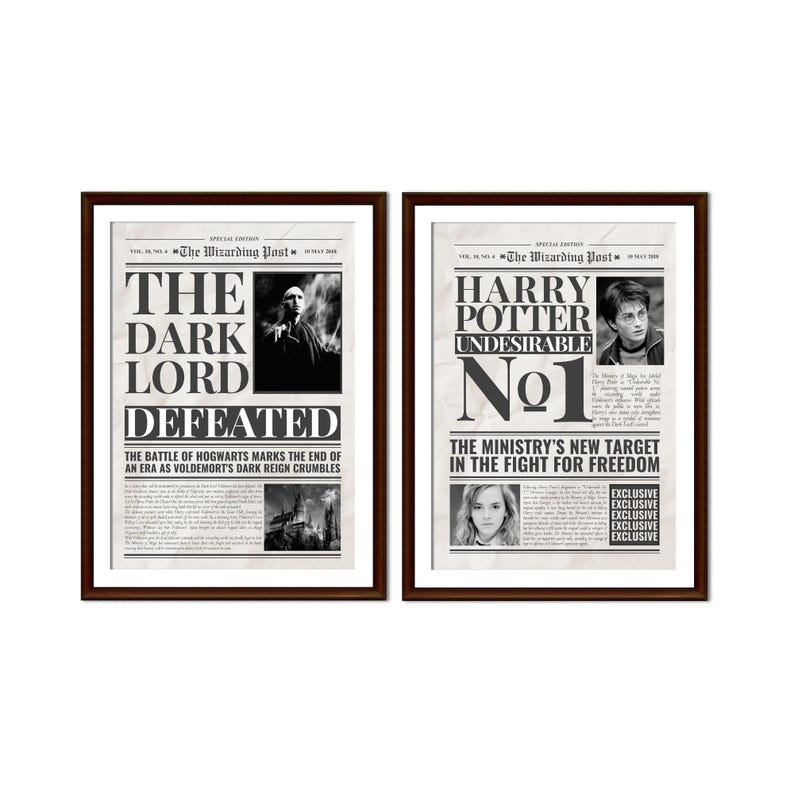 20 Printable Harry Potter Poster Vintage Wizard Newspaper Pages ...