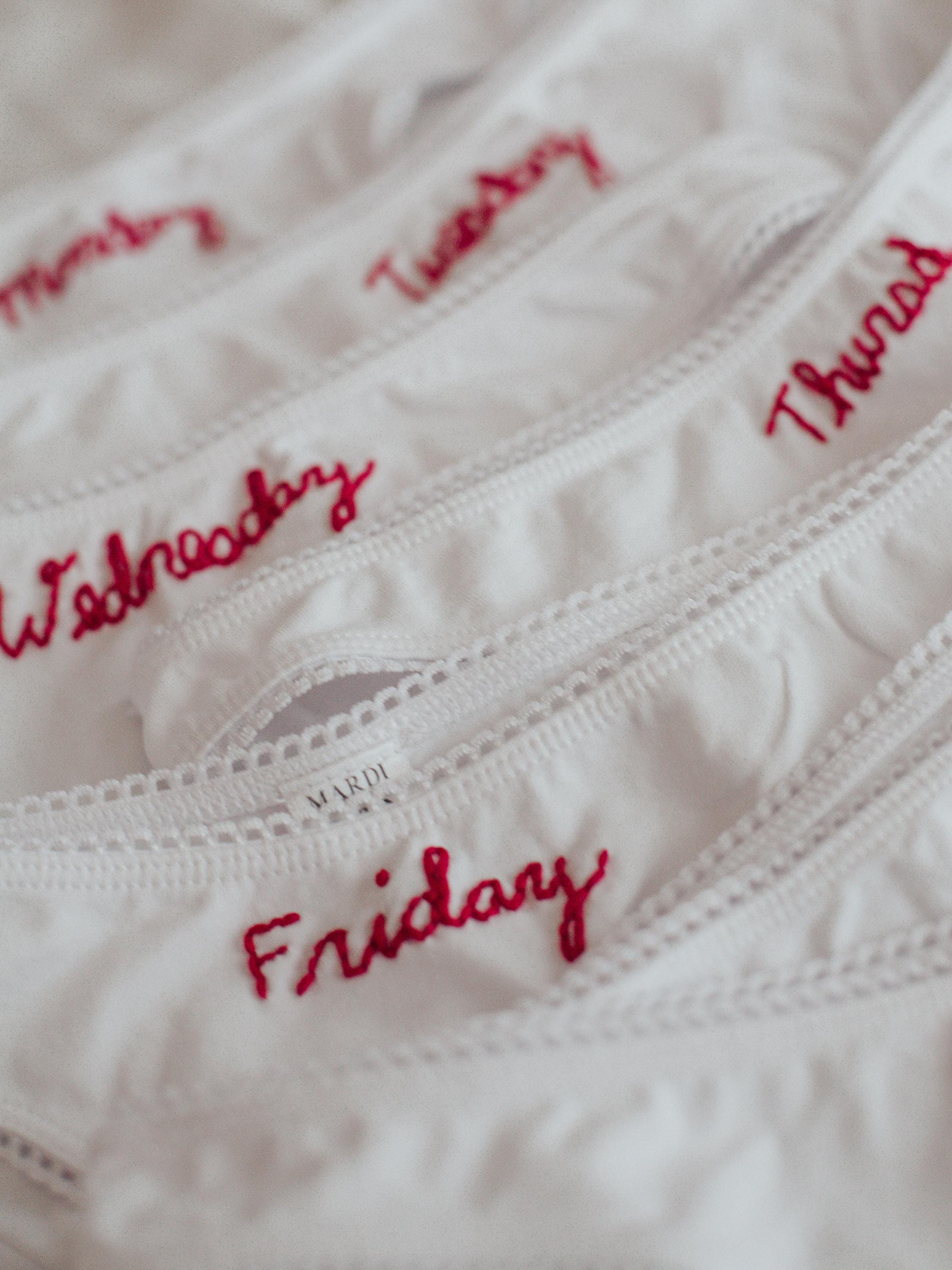 Hand Embroidered Days of the Week Undies - Etsy