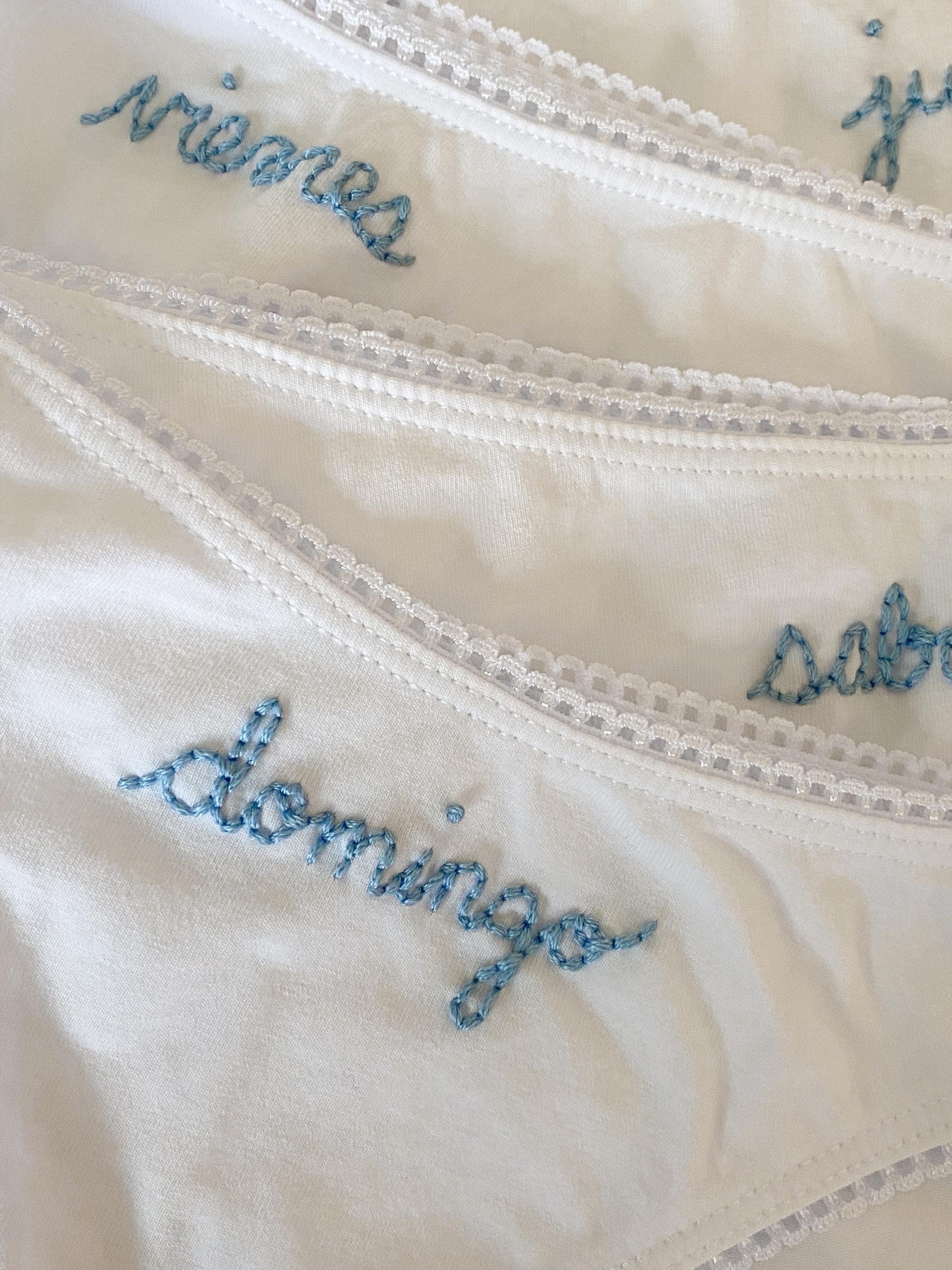 Hand Embroidered Spanish Days of the Week Undies - Etsy