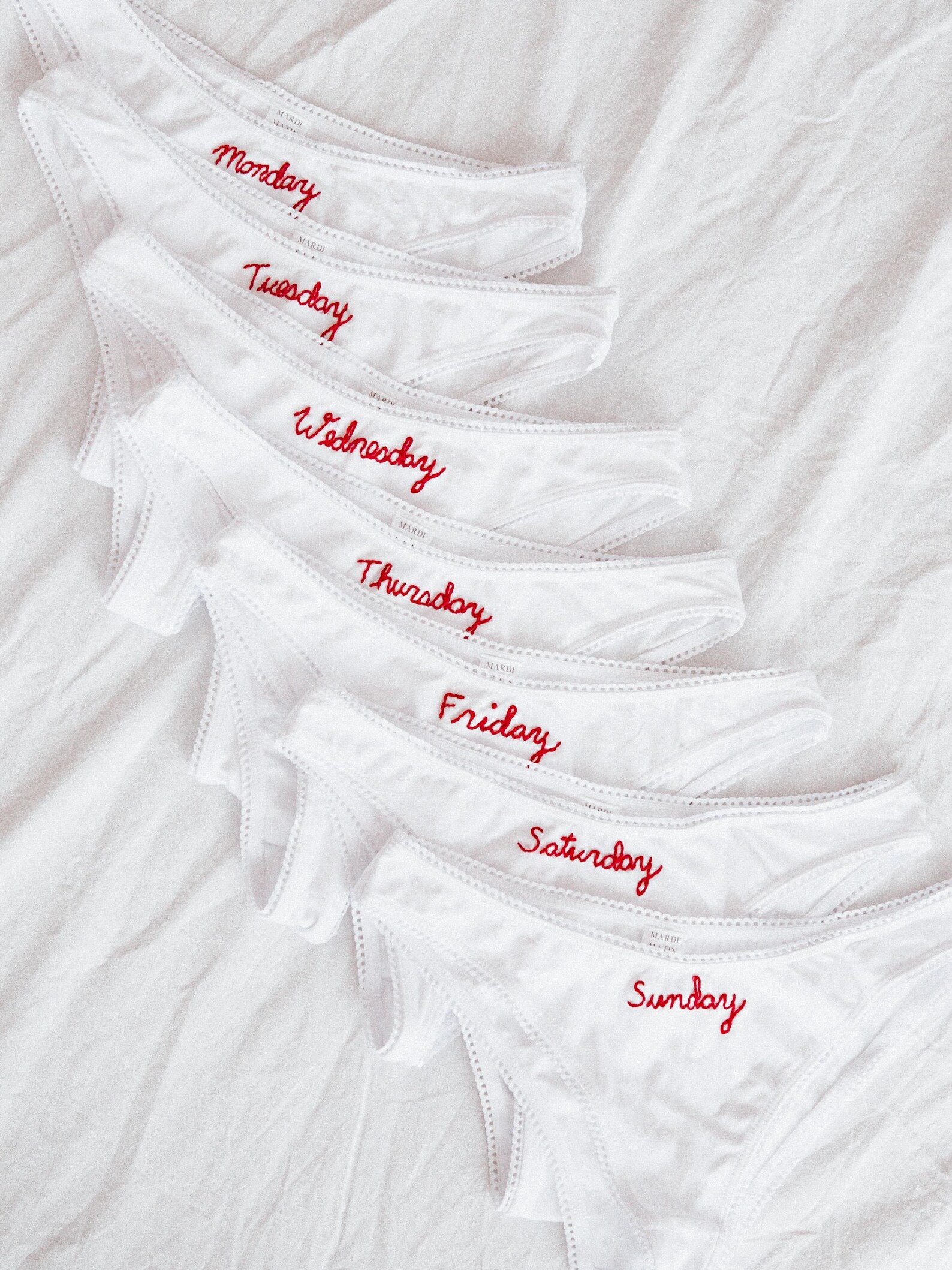 Hand Embroidered Days of the Week Undies - Etsy