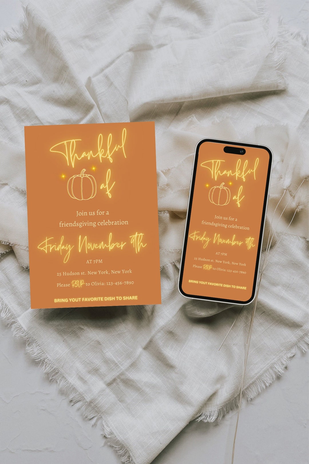 Thankful AF Invitation Template, Friendsgiving Funny, Editable Template ...