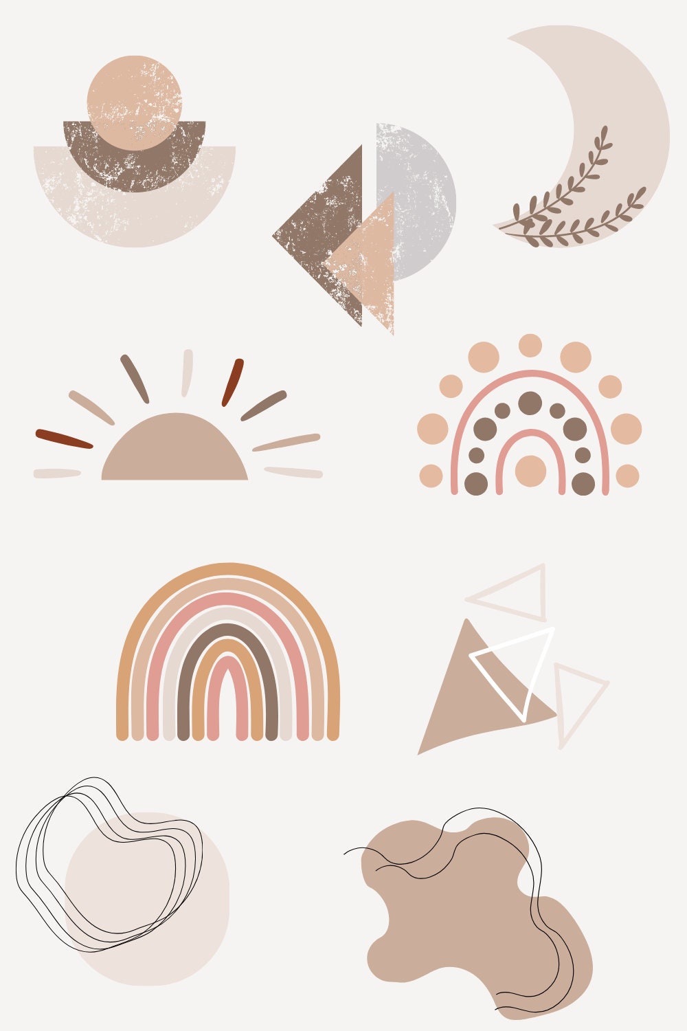 40 Boho Stickers Svg Png Bundle, Boho Minimalistic Stickers, Modern ...