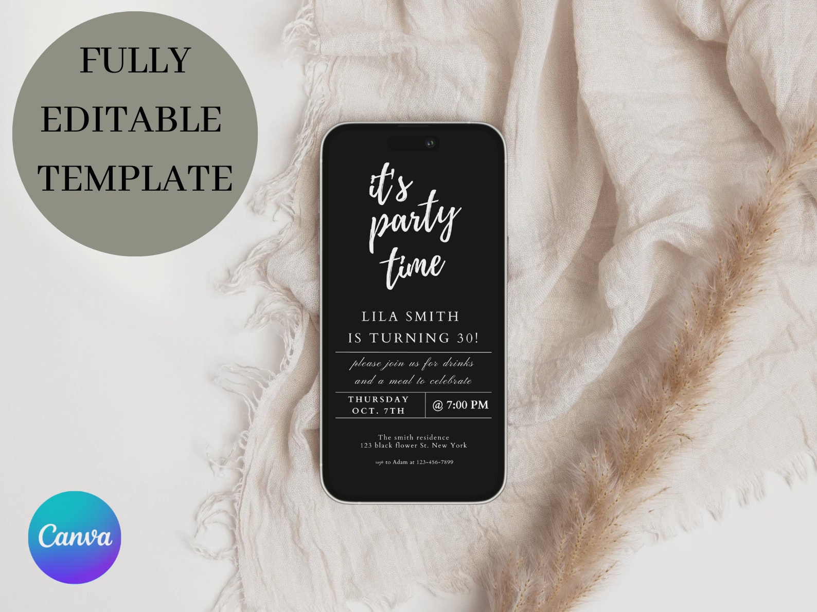 Minimal Modern Party Digital Invitation Template, Mobile Invitation, E ...