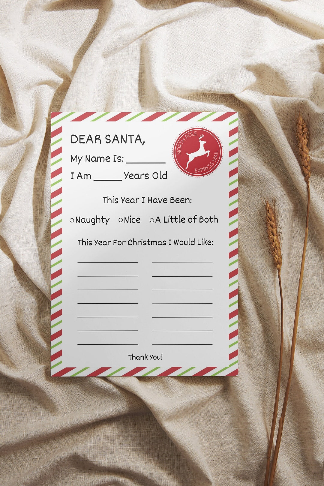 Carta a Santa Imprimible, Querido Santa, Lista de Deseos de Navidad ...
