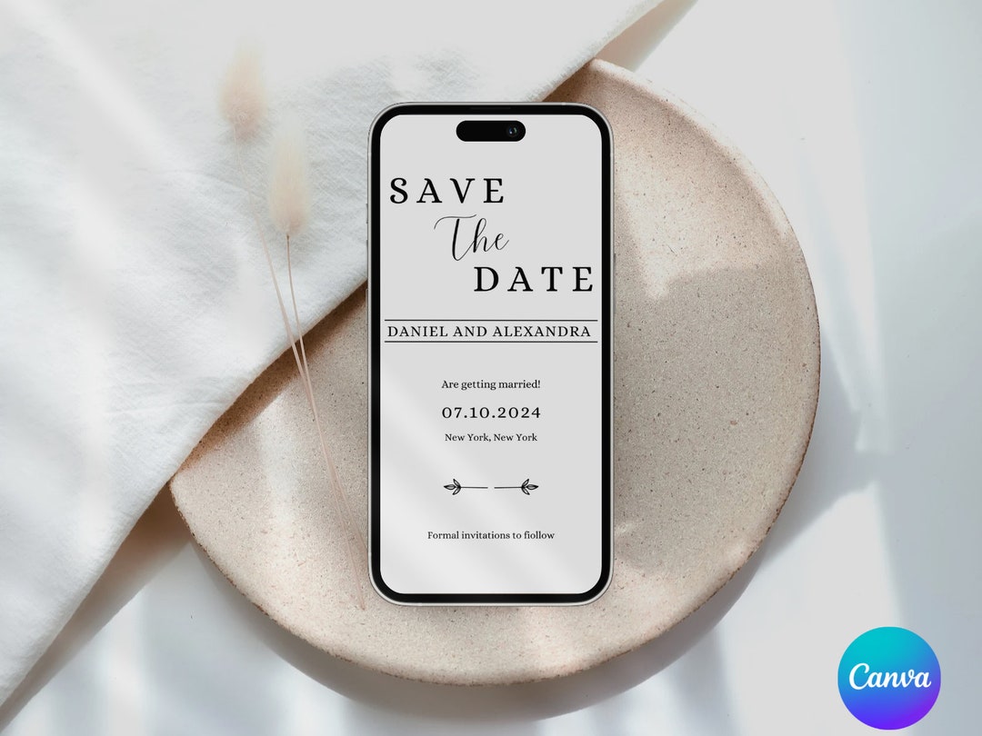 Minimal Save the Date E-invite Template, Digital Invite, Electronic Save the Date, Instant ...