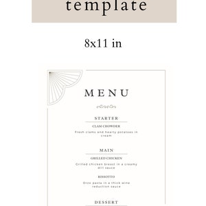 Classic Wedding Menu Template, Elegant Wedding Menu, Modern Menu ...