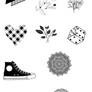 40 Stickers Bundle, Black and White, Minimalistic Stickers, Modern ...