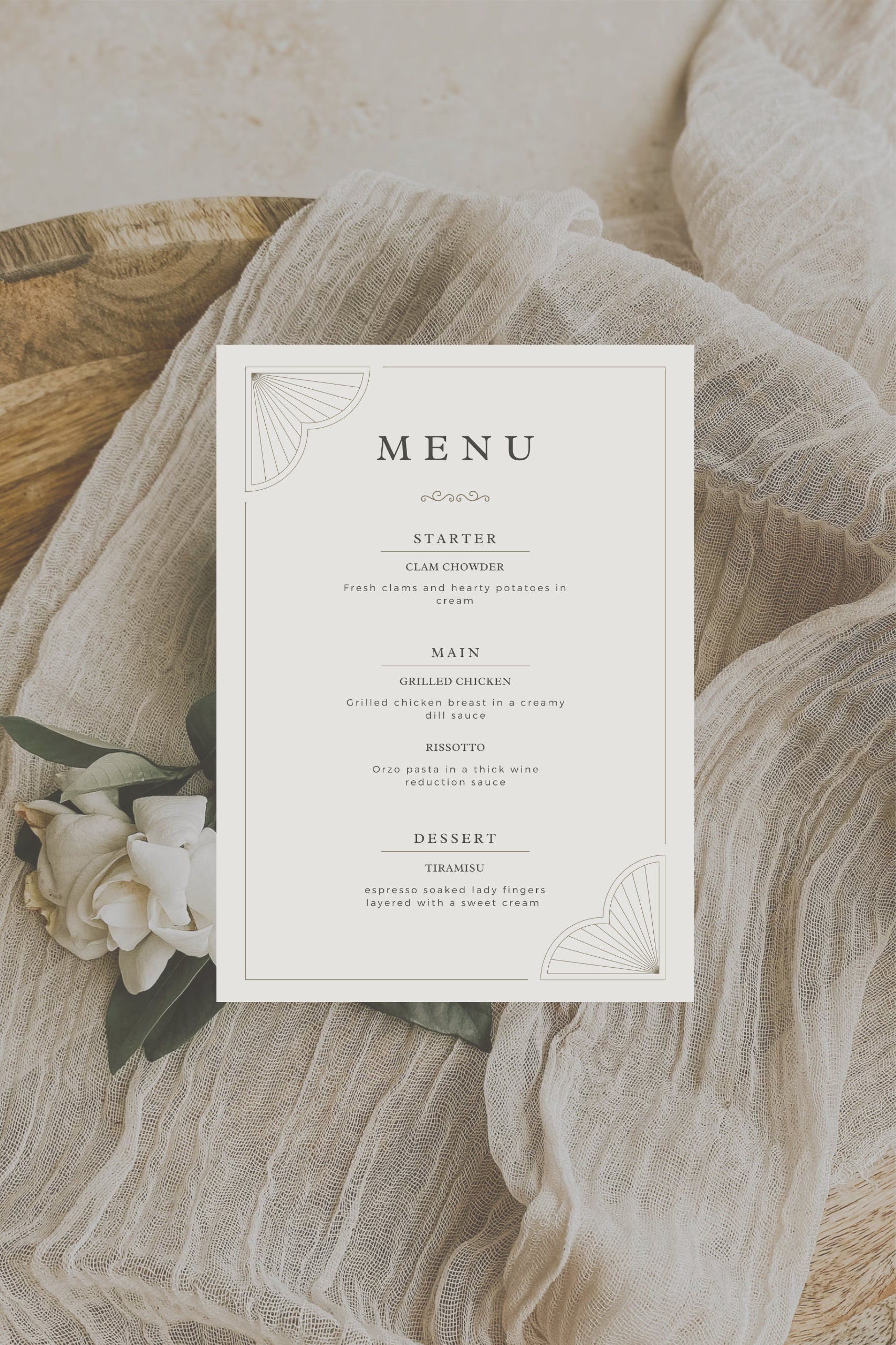 Classic Wedding Menu Template, Elegant Wedding Menu, Modern Menu ...