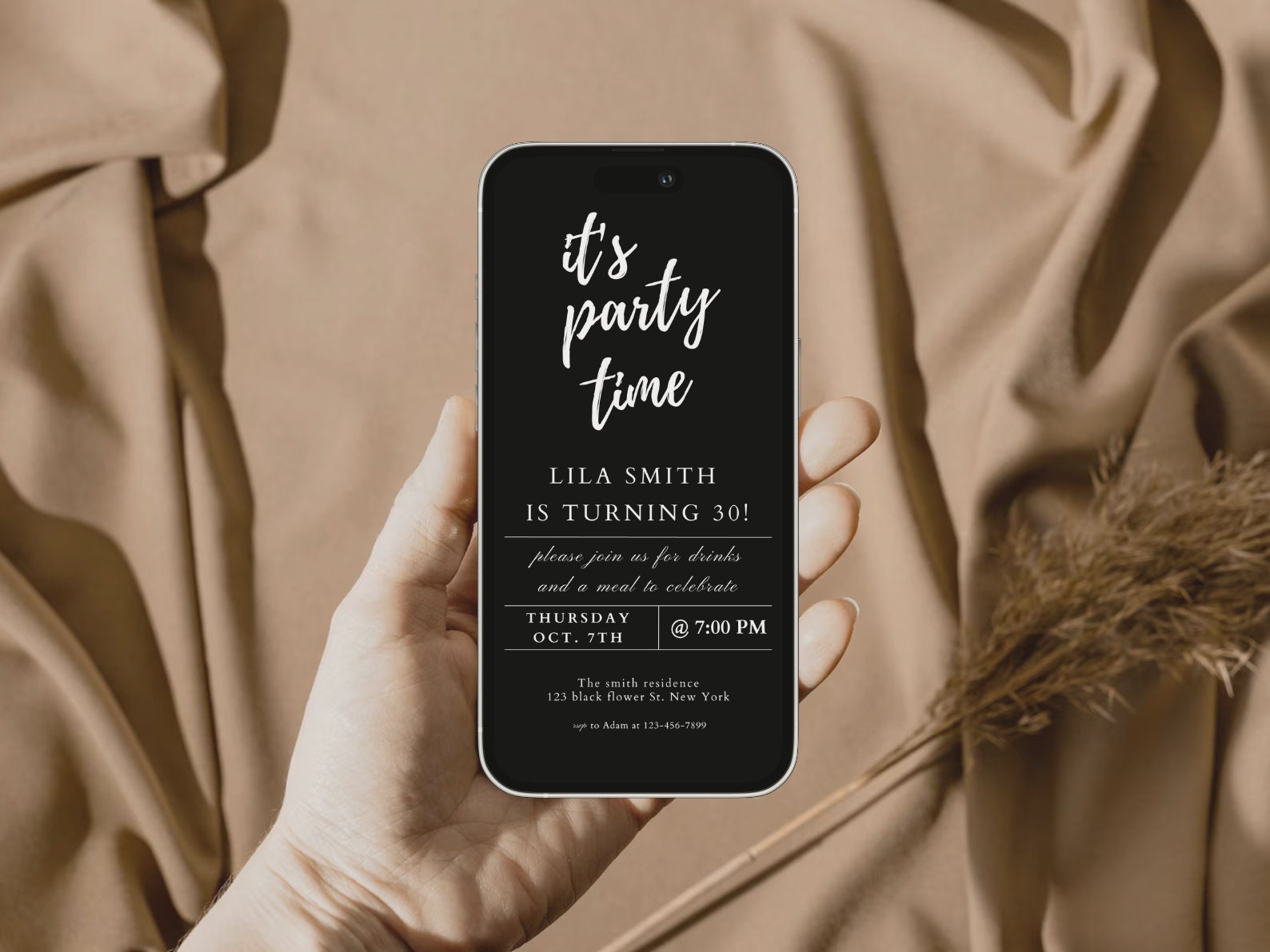 Minimal Modern Party Digital Invitation Template, Mobile Invitation, E ...