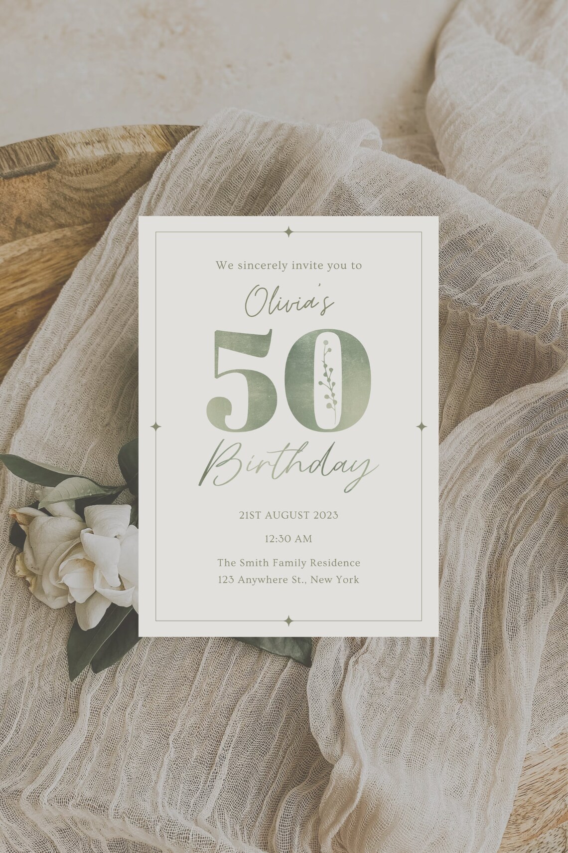 Elegant 50th Birthday Invitation, Digital 5oth Birthday Party Invite ...