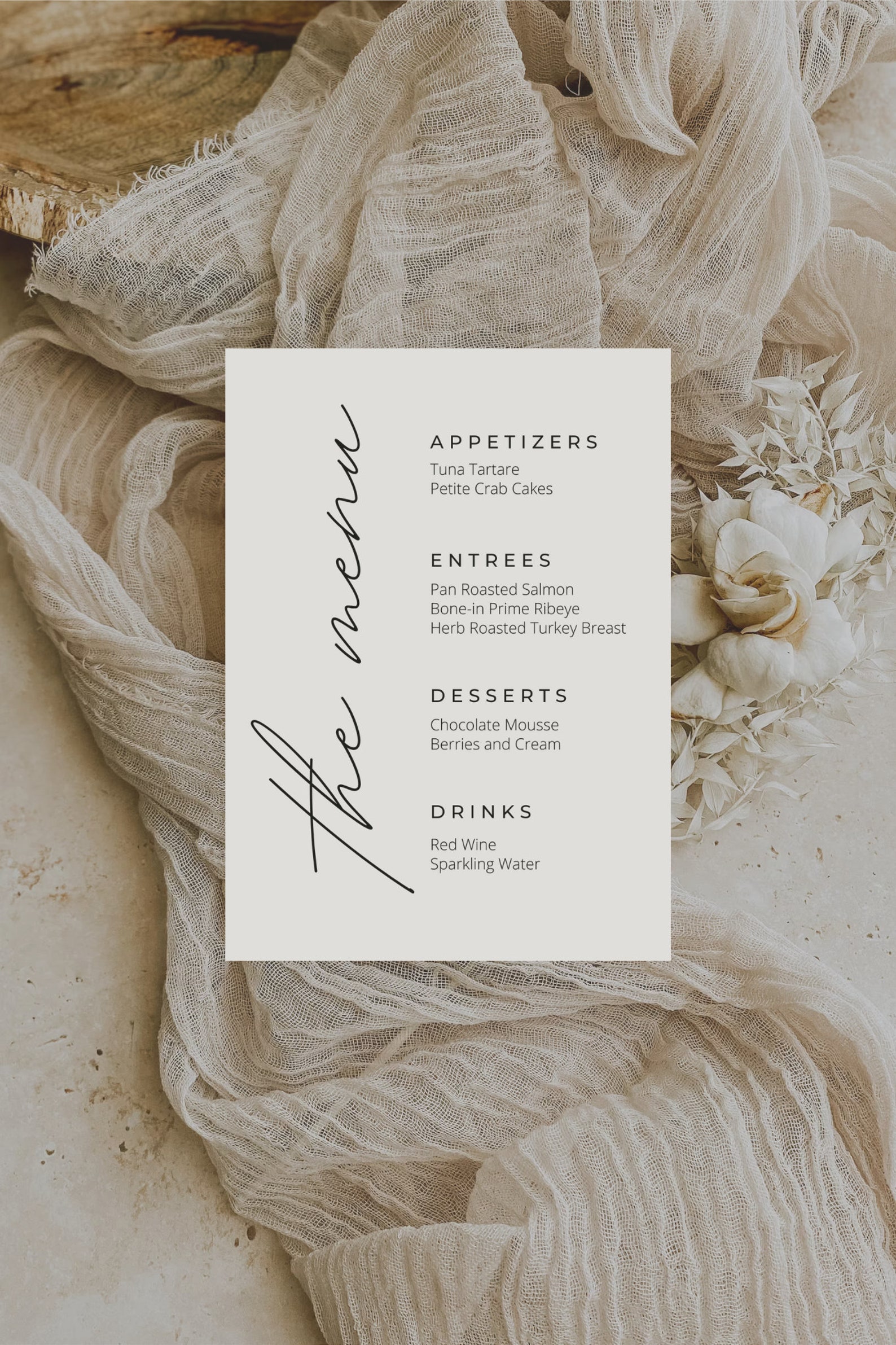 Minimalist Wedding Menu Template Modern Script Wedding Dinner Menu ...