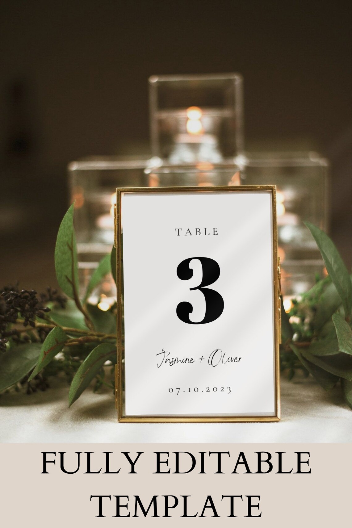 Minimalist Table Number Card Template, Rustic Simple Clean Wedding ...