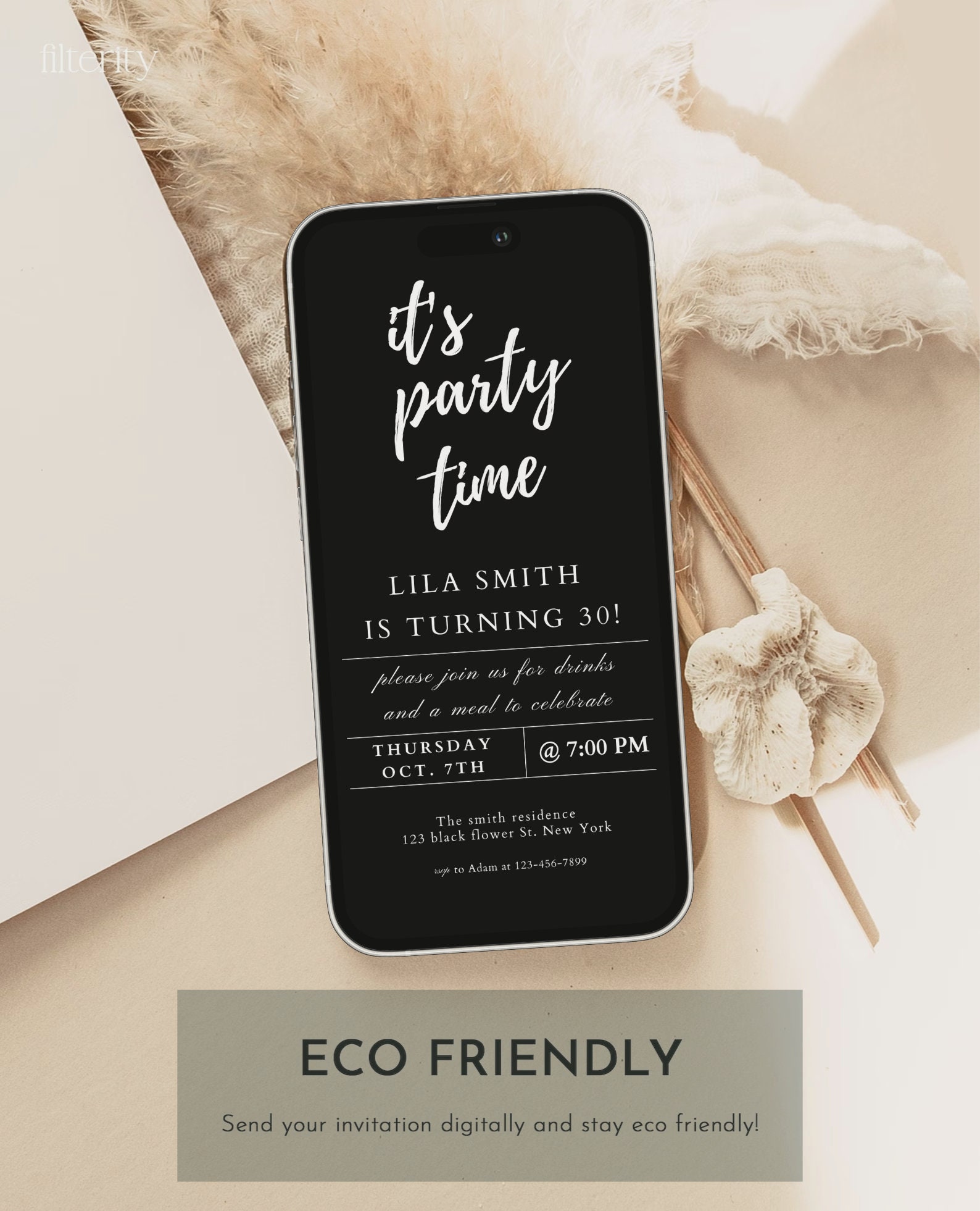 Minimal Modern Party Digital Invitation Template, Mobile Invitation, E ...