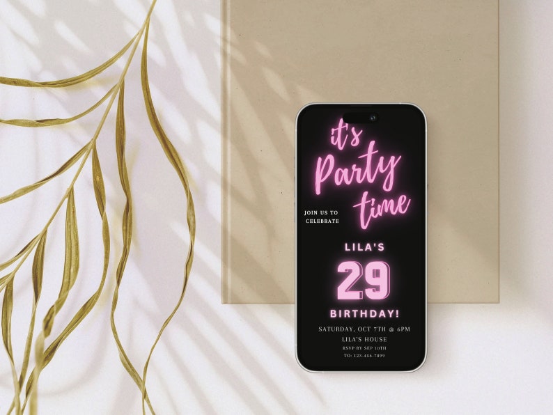 29th Neon Pink Birthday Invitations Evite, 29th Birthday Invitation ...