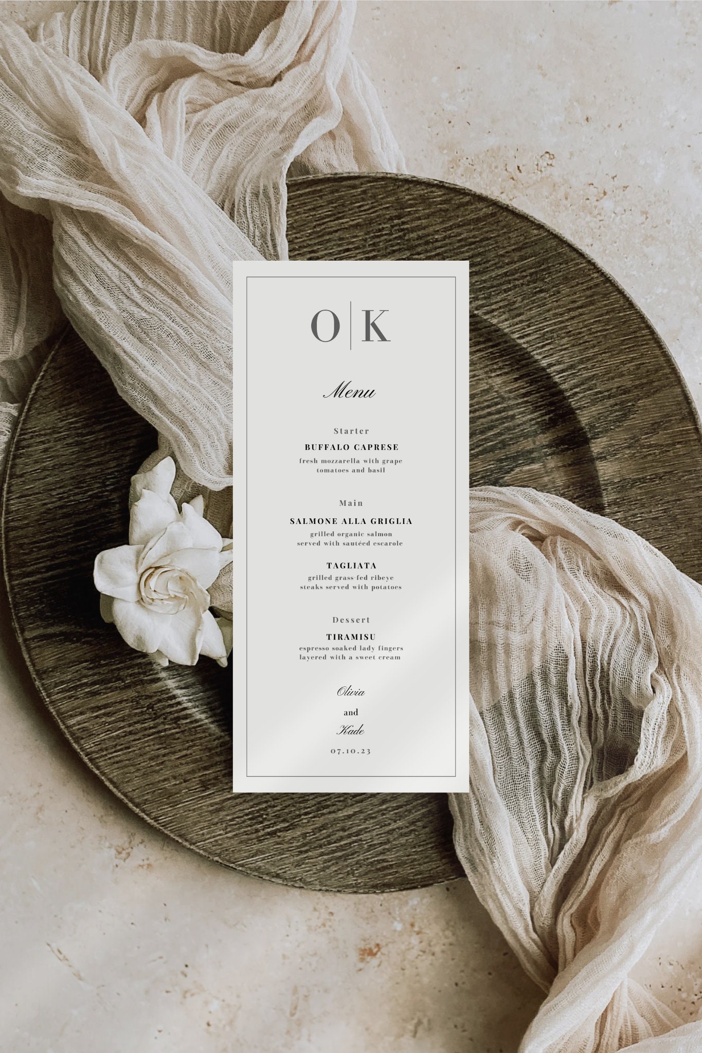 Wedding Menu Template, Monogram & Border, Wedding Table Menu Printable ...