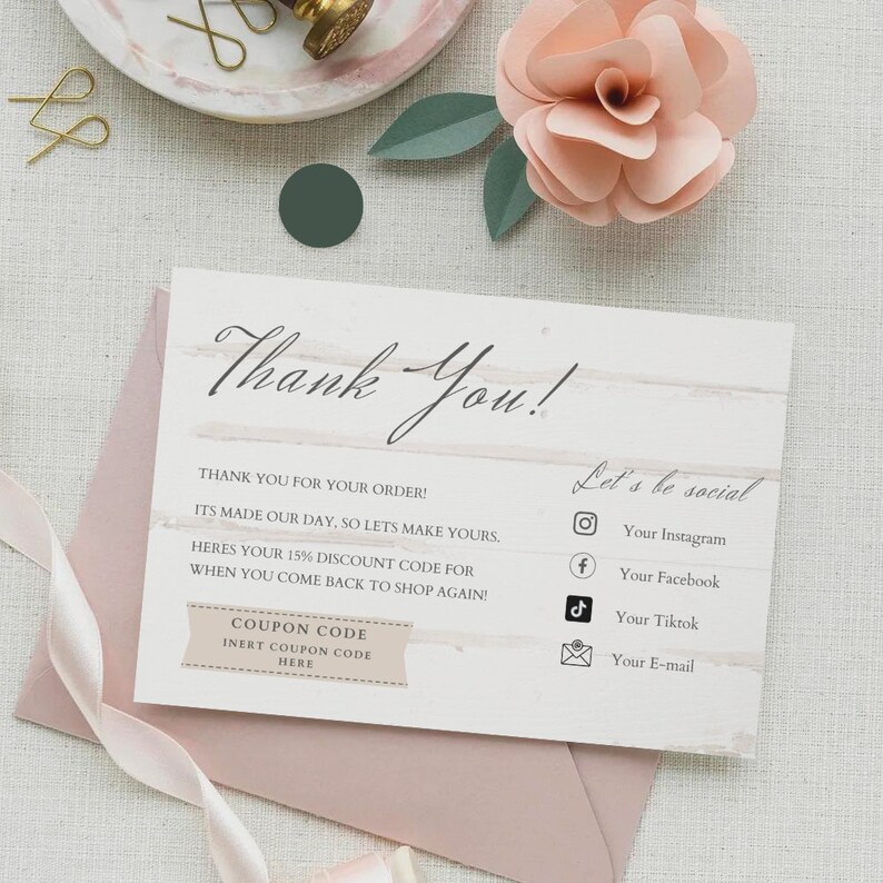Tarjetas de agradecimiento imprimibles Plantilla empresarial Poshmark Etsy Pequeñas empresas ...