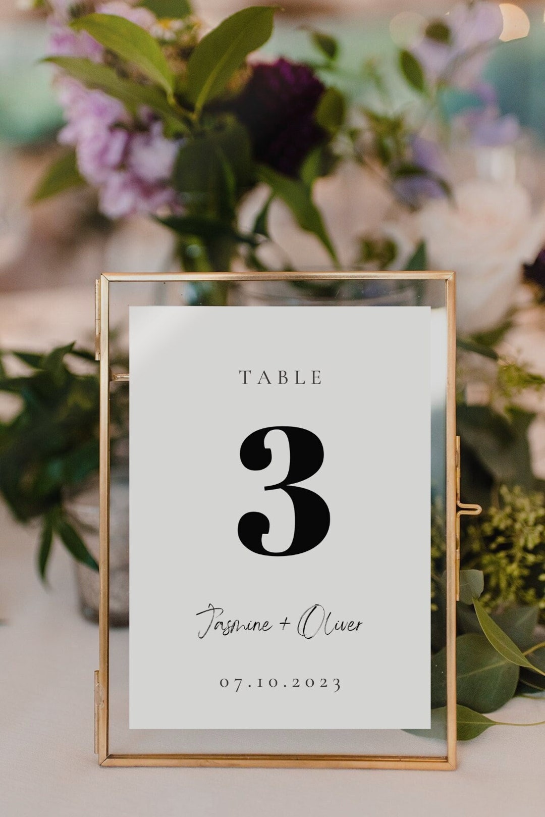 Minimalist Table Number Card Template, Rustic Simple Clean Wedding ...