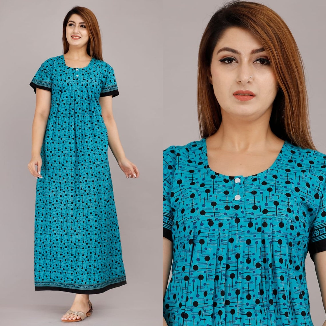 Organic Cotton Nightgown for Women Soft Easy to Wear Nighty India, Cute ...