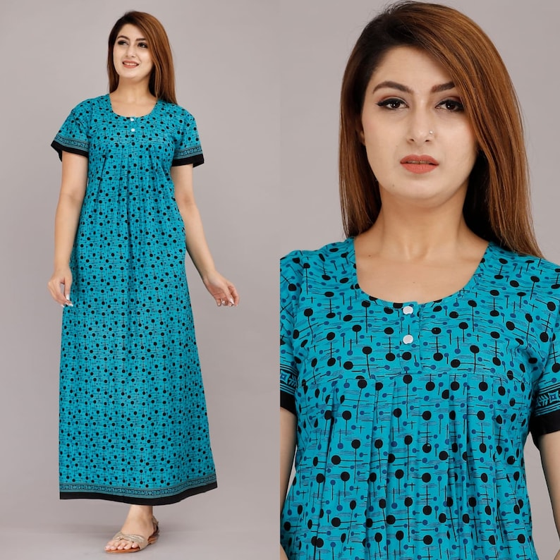 Organic Cotton Nightgown for Women Soft Easy to Wear Nighty India, Cute ...