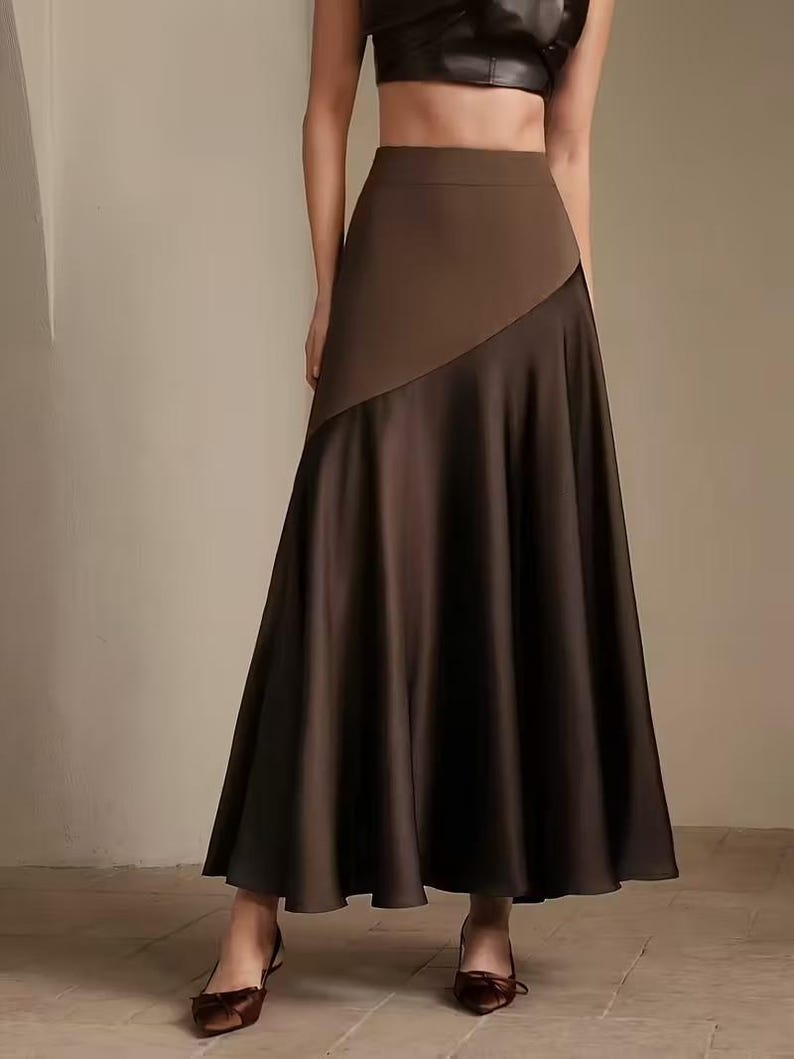 Flowy Maxi Long Flare Skirt Sewing Pattern | Silk Satin Bias Cut Skirt ...