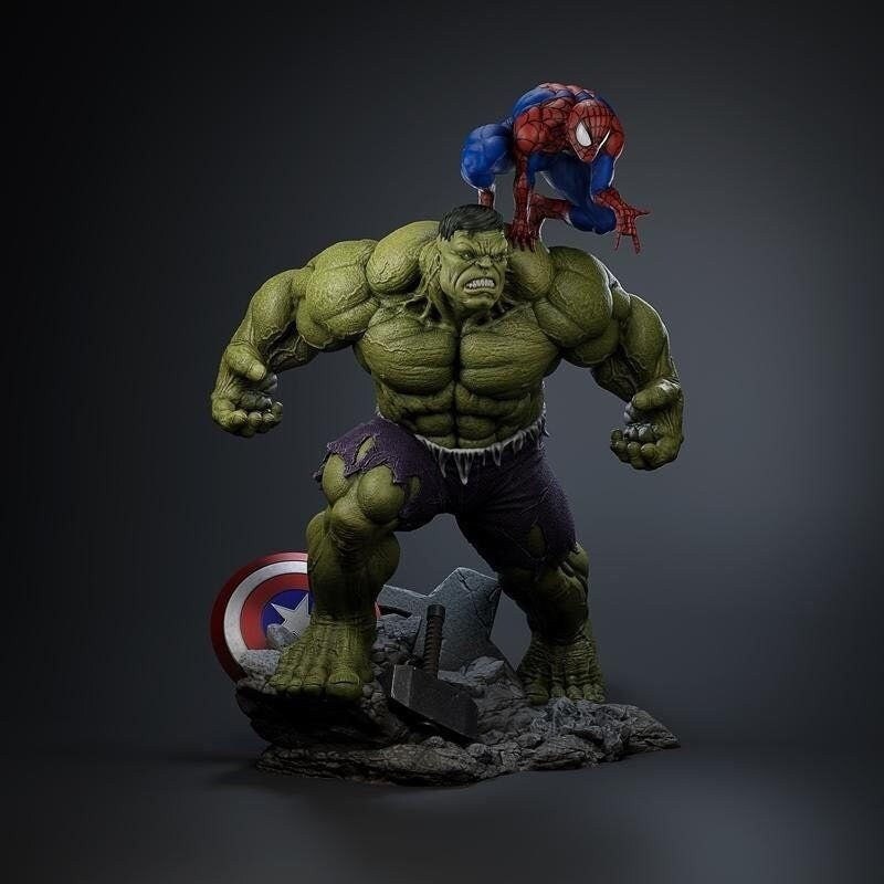 Hulk Spiderman Statue STL File, 3D Digital Printing STL File for 3D ...