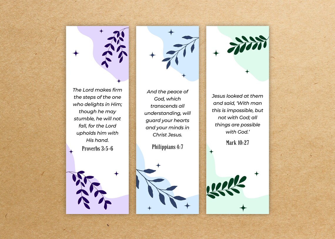 Bookmark Cute Printable Bookmarks With Psalms Bookmark Set of 6 Nature ...