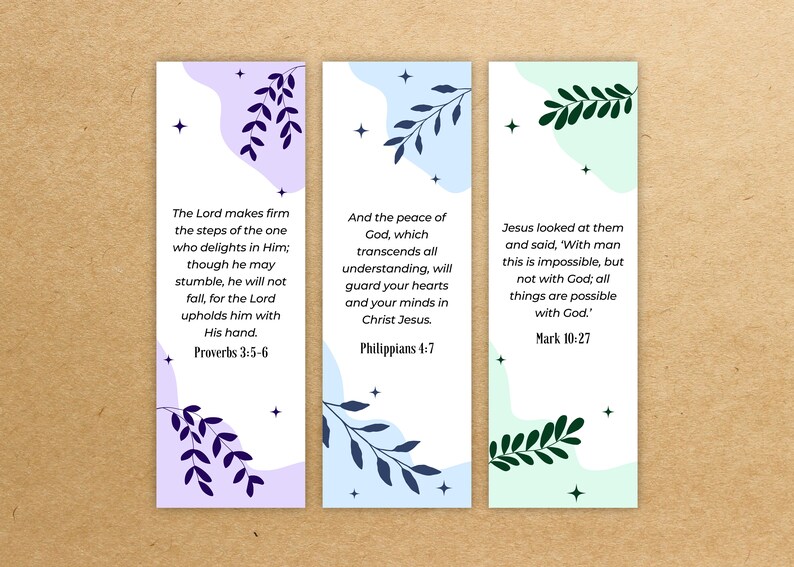 Bookmark Cute Printable Bookmarks With Psalms Bookmark Set of 6 Nature ...