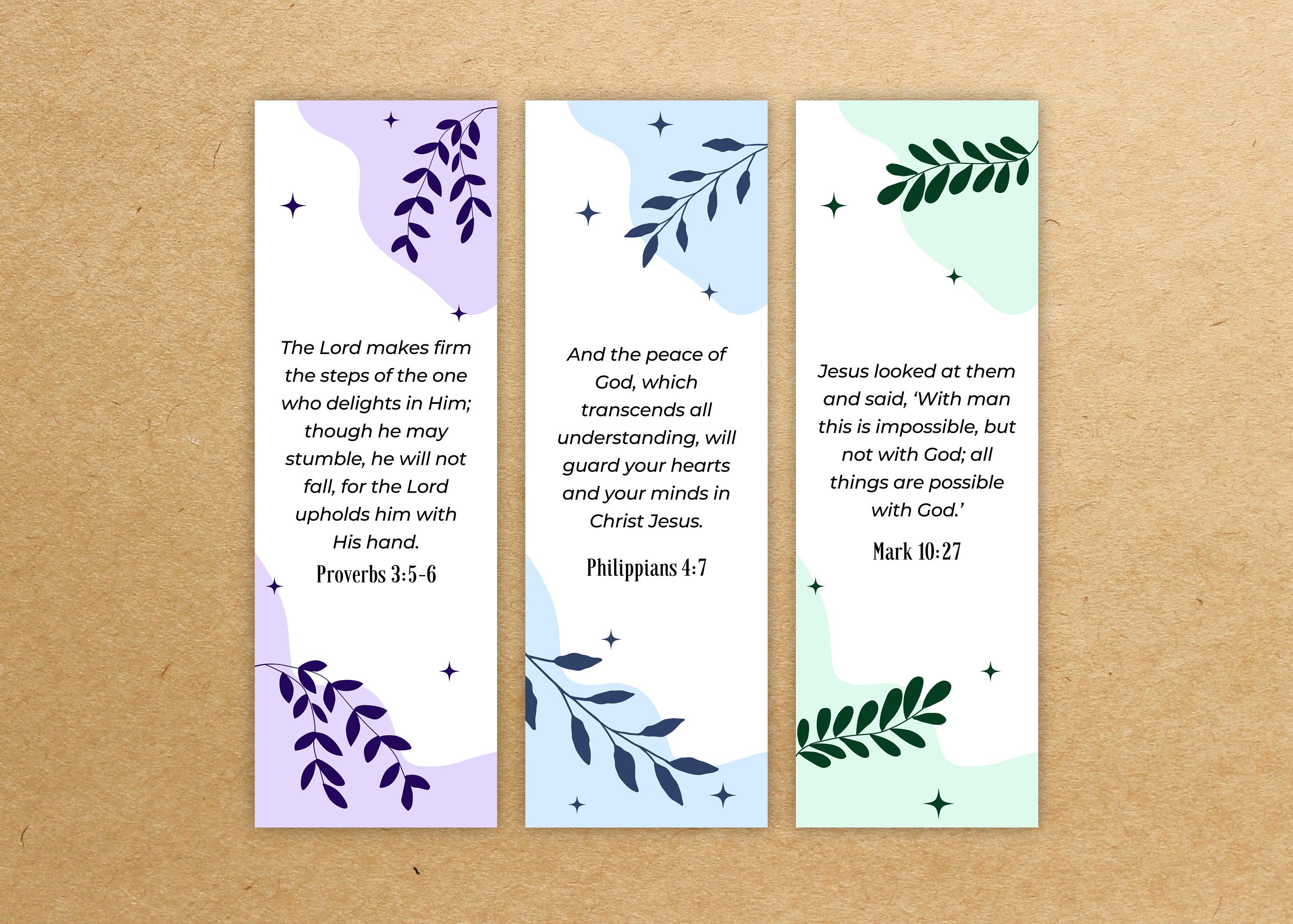 Bookmark Cute Printable Bookmarks With Psalms Bookmark Set of 6 Nature Art Instant Download ...