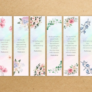 Bookmarks With Psalm Bookmark Set of 6 Bookmark Printable Encouraging ...