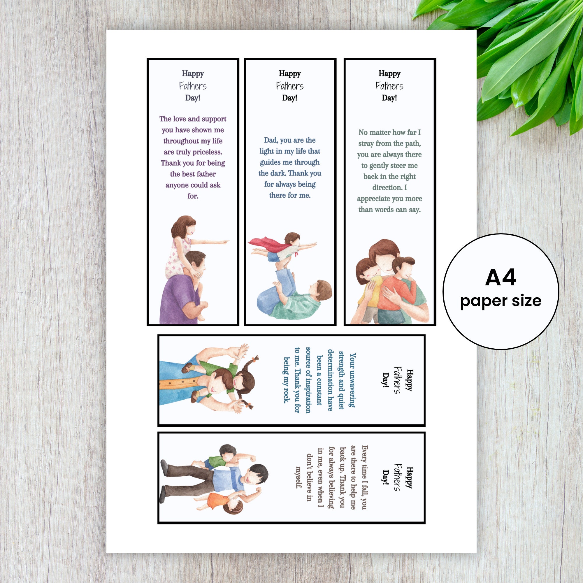 Father's Day Best Gift Bookmarks Set of 8 Bookmarks for Dads Digital ...