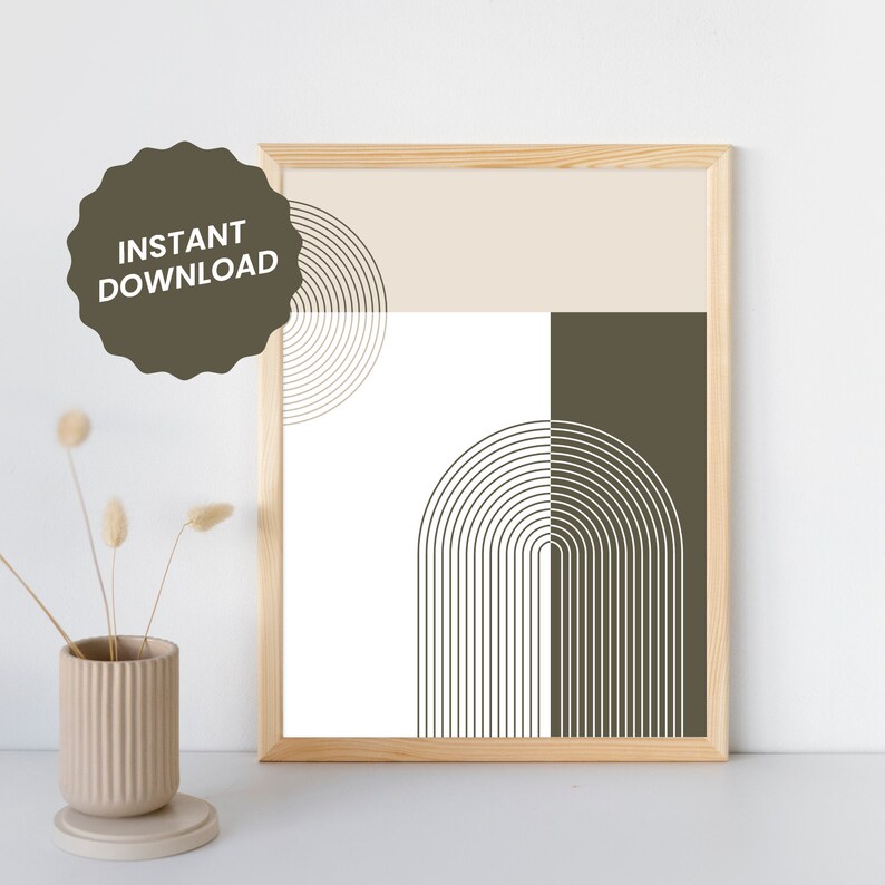 Mid-century Modern Boho Art Prints Set of 3: Neutral Wall Decor ...