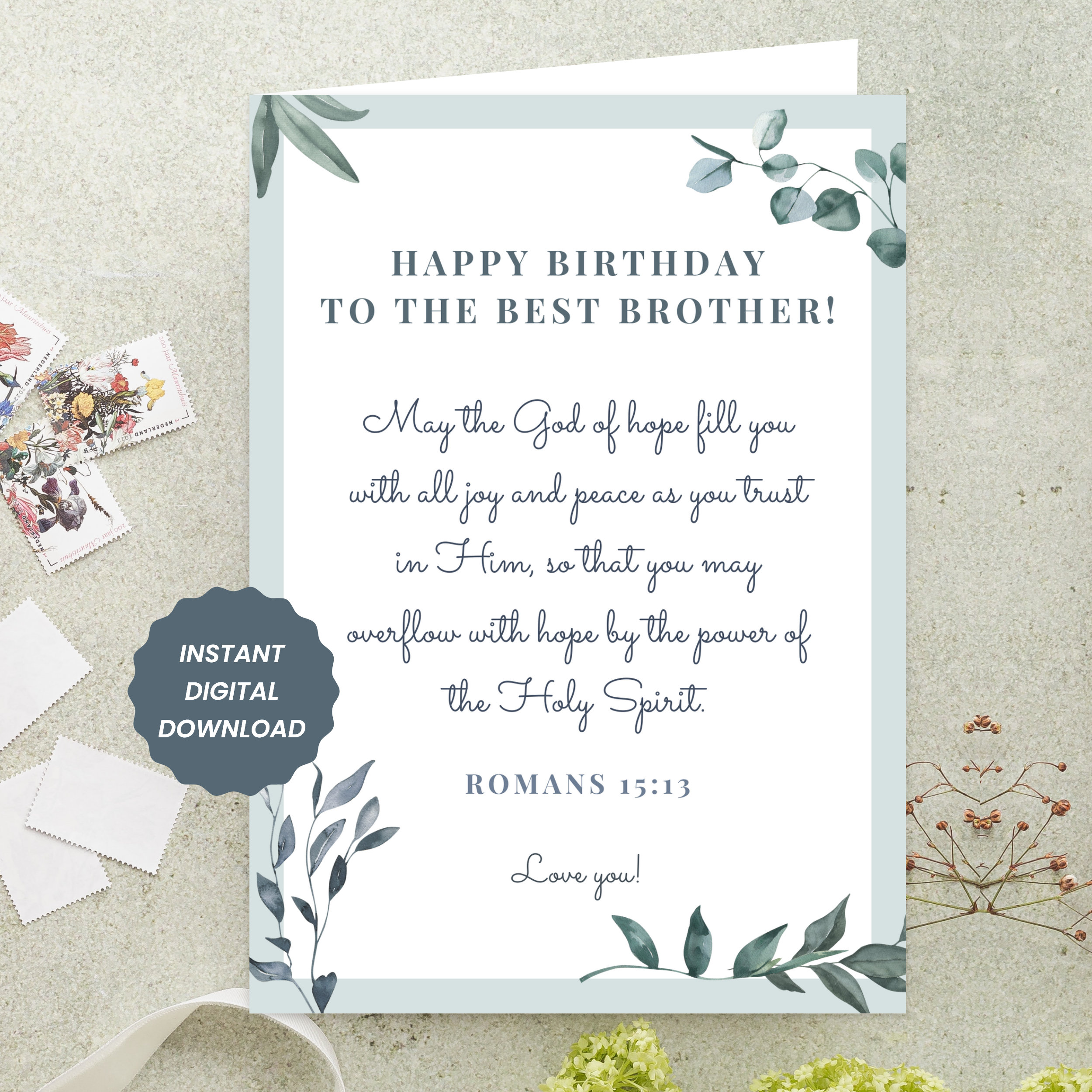Birthday Card Instant Download Birthday Card Bible Verse Card Birthday ...