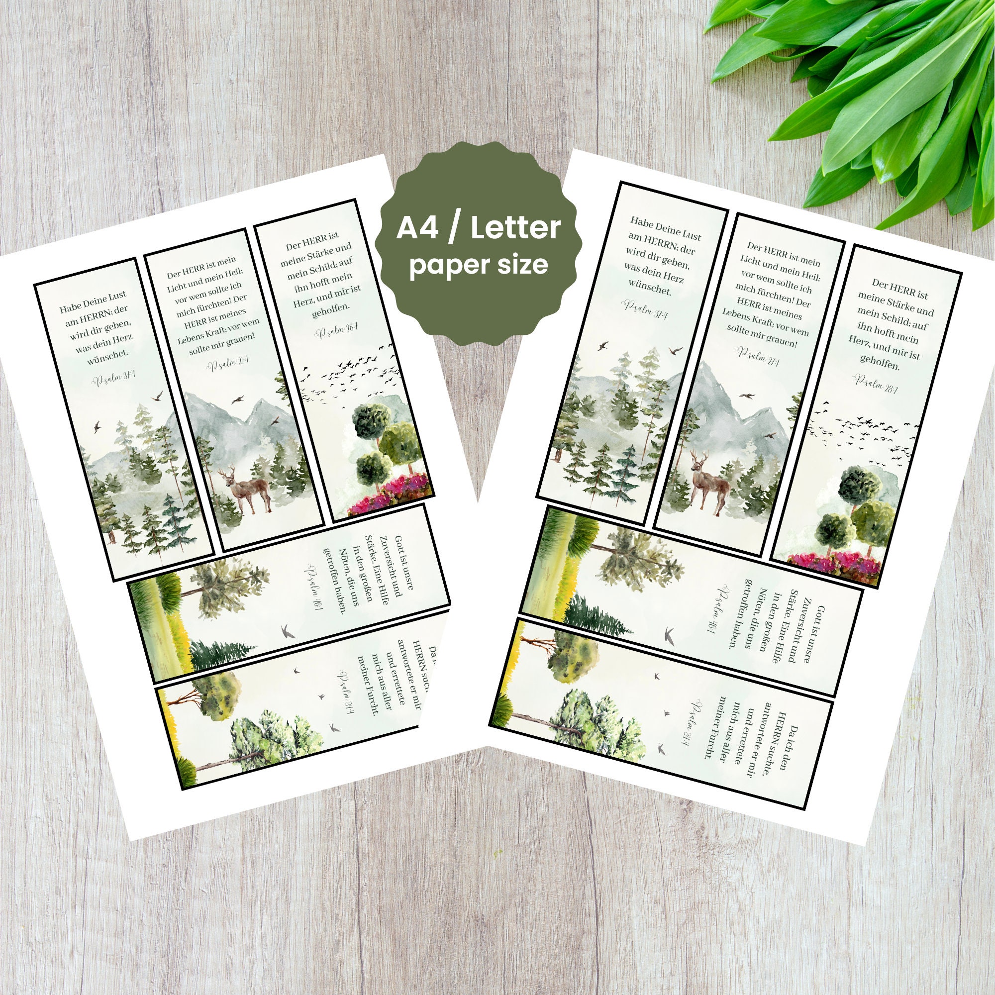 Bookmarks in German Cute Printable Bookmarks With Psalms Set of 5 ...