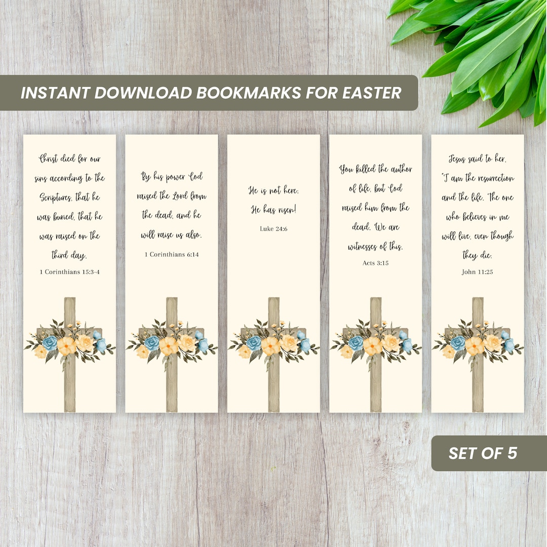 EASTER Bookmarks Set Easter Printable Bookmarks With Bible Verses ...