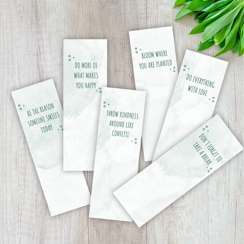 Printable Bookmarks With Nice Quotes Bookmark Set of 6 Instant Download ...