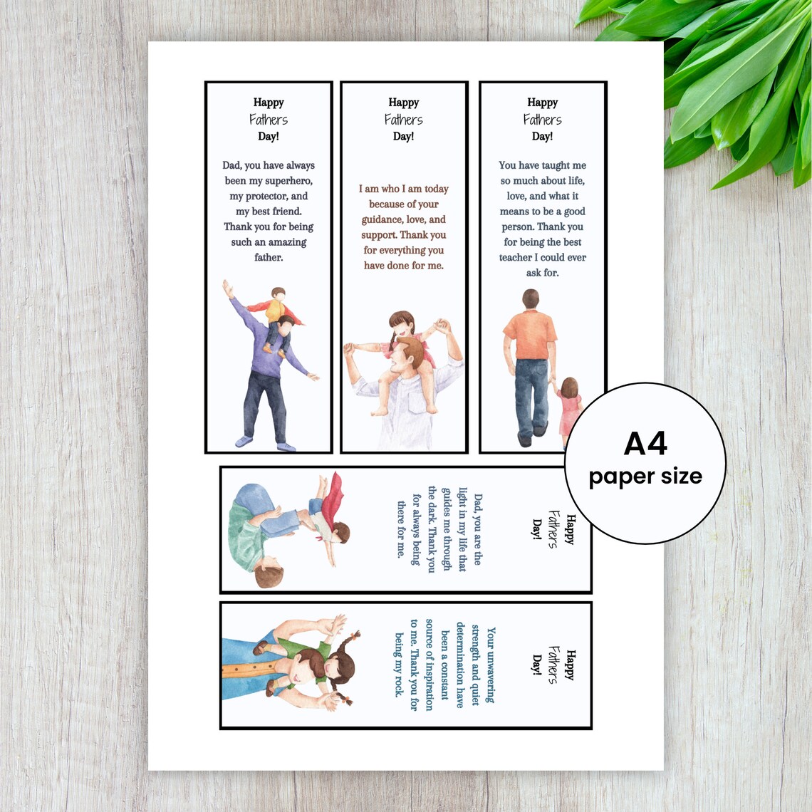 Father's Day Best Gift Bookmarks Set of 8 Bookmarks for Dads Digital ...