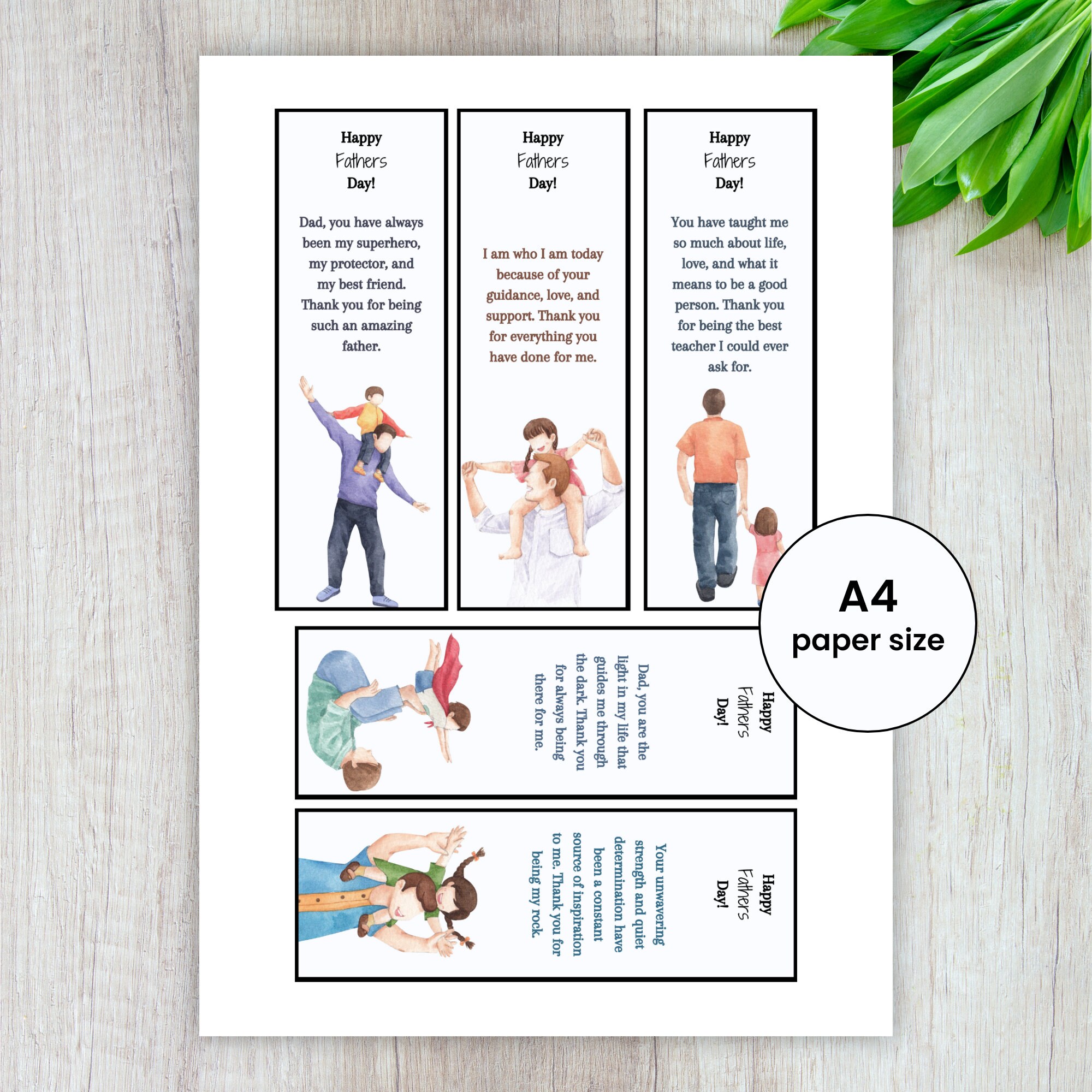 Father's Day Best Gift Bookmarks Set of 8 Bookmarks for Dads Digital ...