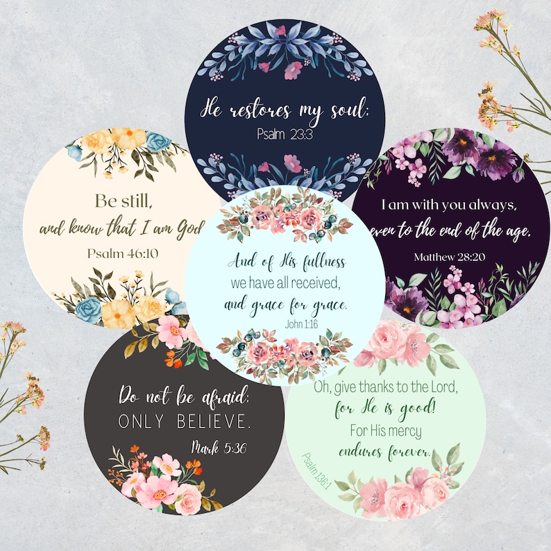 Printable 3 Inch Size Bible Verses Circle Images Set Magnets With Bible ...