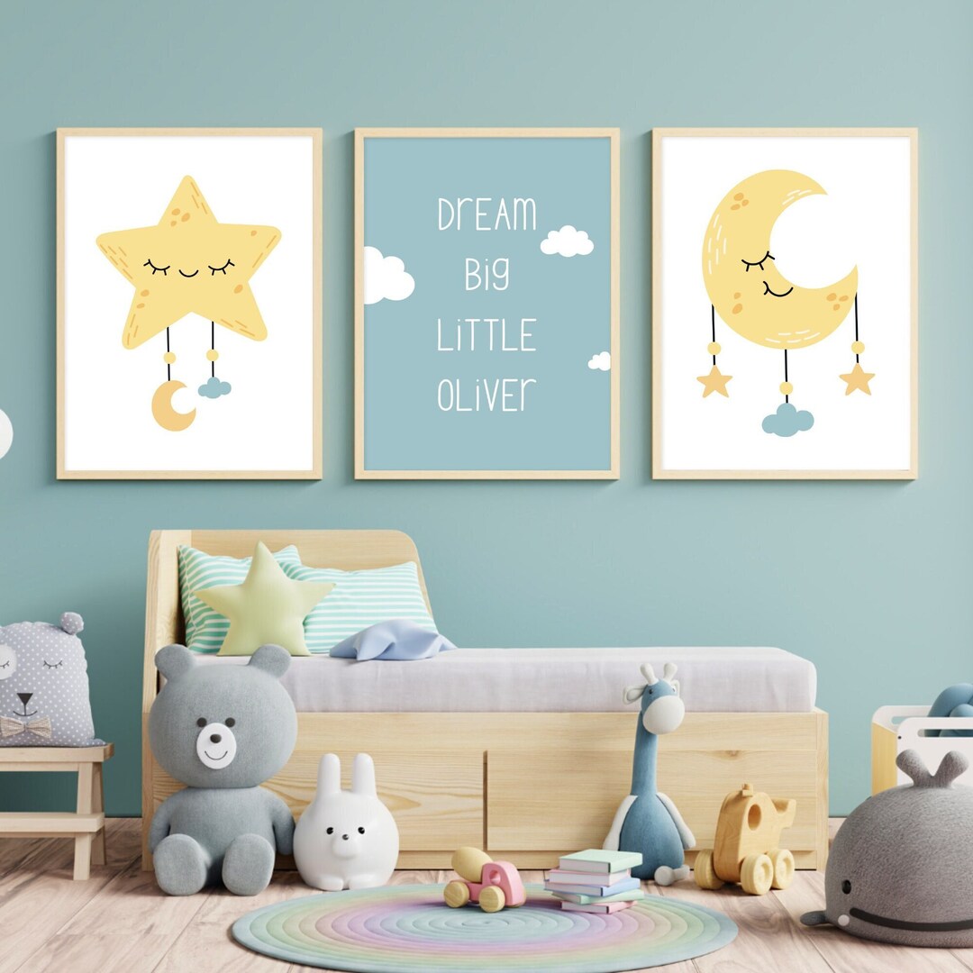 Personalized Baby Boy Nursery Art: Moon & Stars Name Print (digital ...