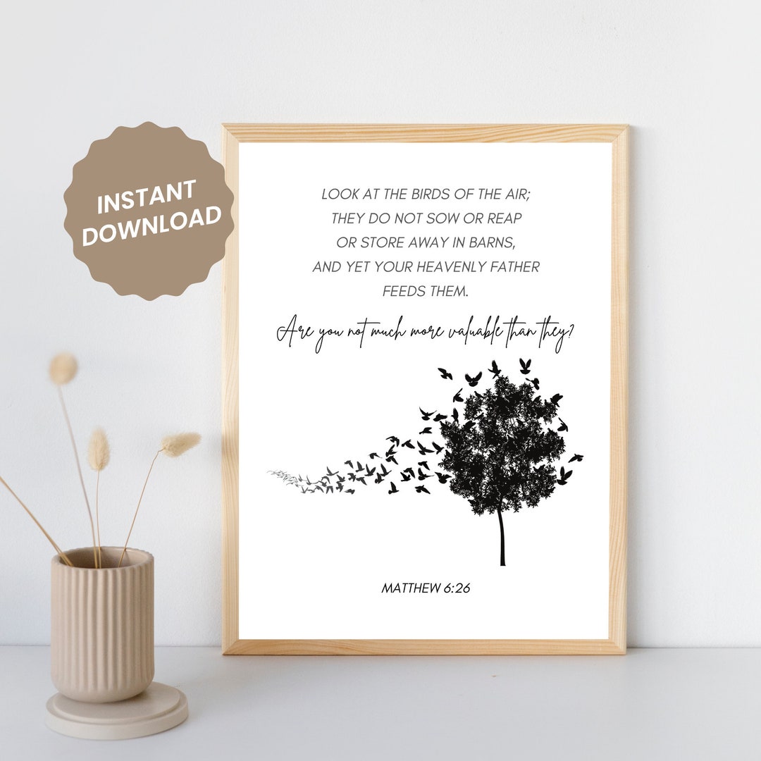 Matthew 6:26 YOU ARE VALUABLE Bible Verse Wall Art Print Christian ...