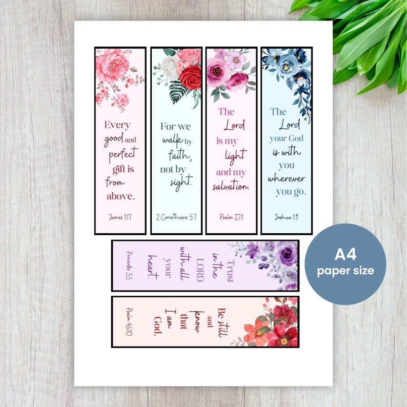Floral Bible Verse Bookmarks: Christian Gift (digital Download) - Etsy