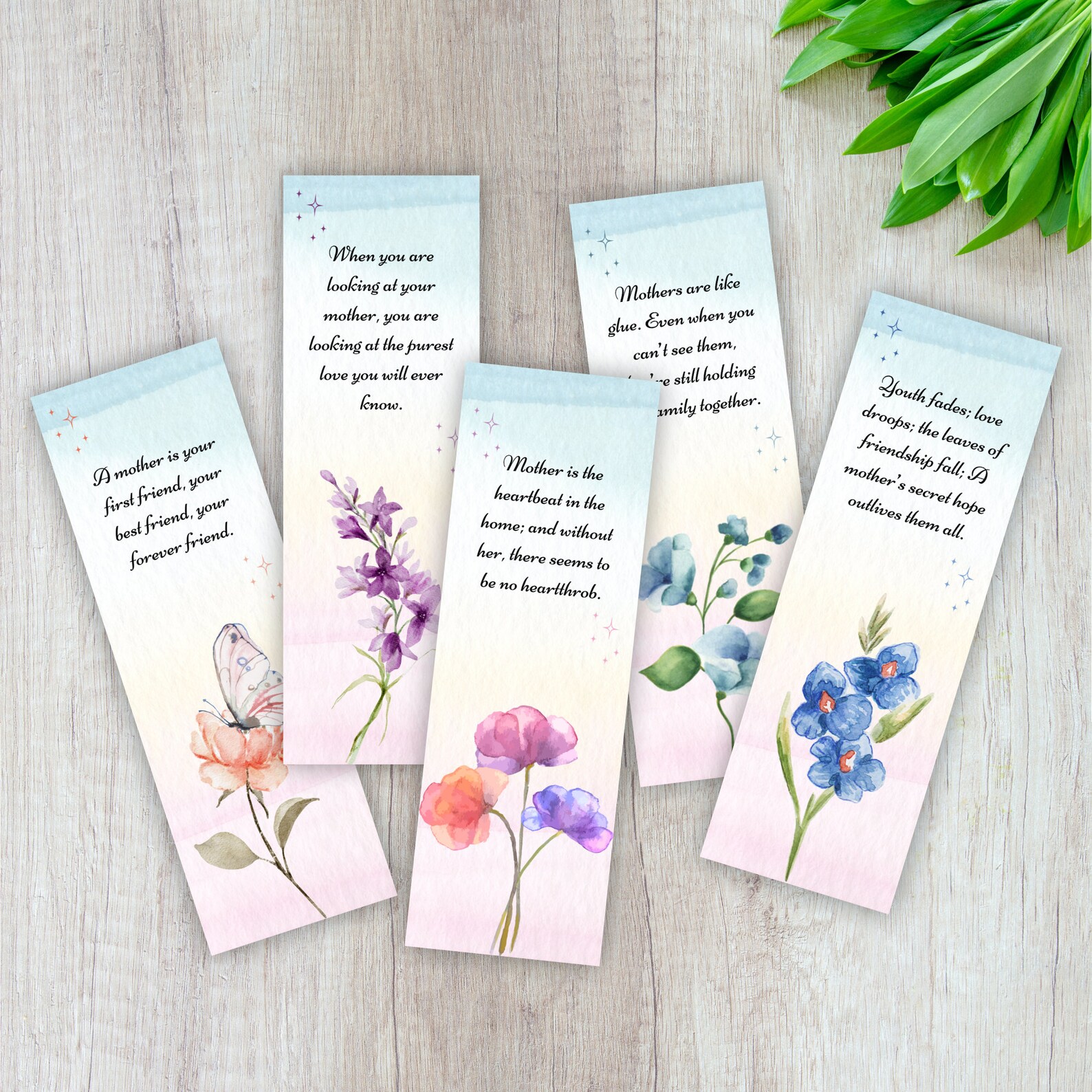 Bookmarks for Mom, Printable Bookmarks, Floral Bookmarks, Bookmarks Set ...