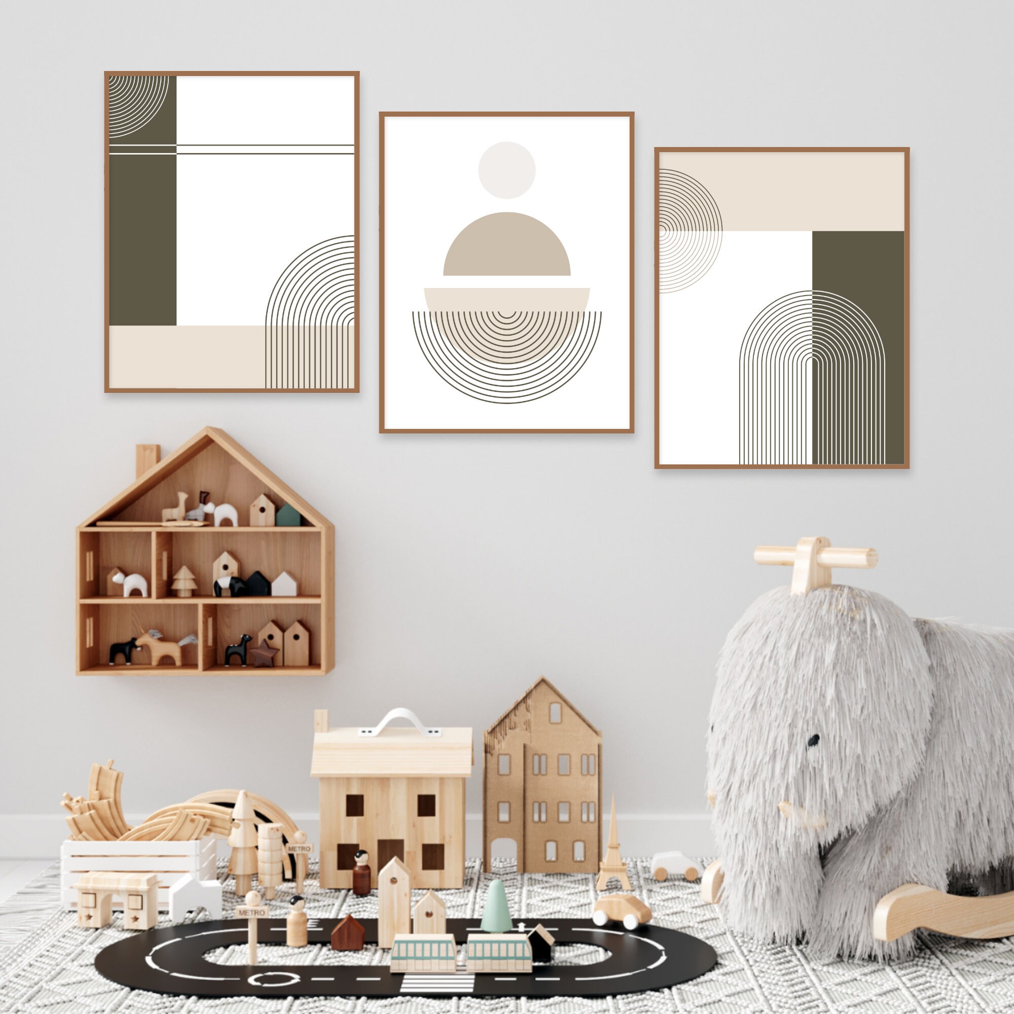 Mid-century Modern Boho Art Prints Set of 3: Neutral Wall Decor ...