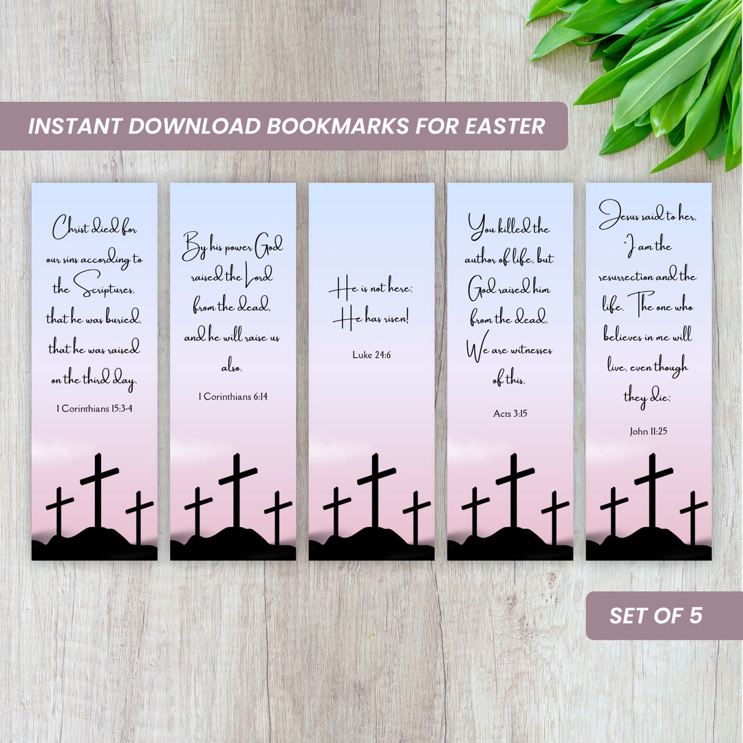 EASTER Bookmarks Set Easter Printable Bookmarks With Bible Verses ...