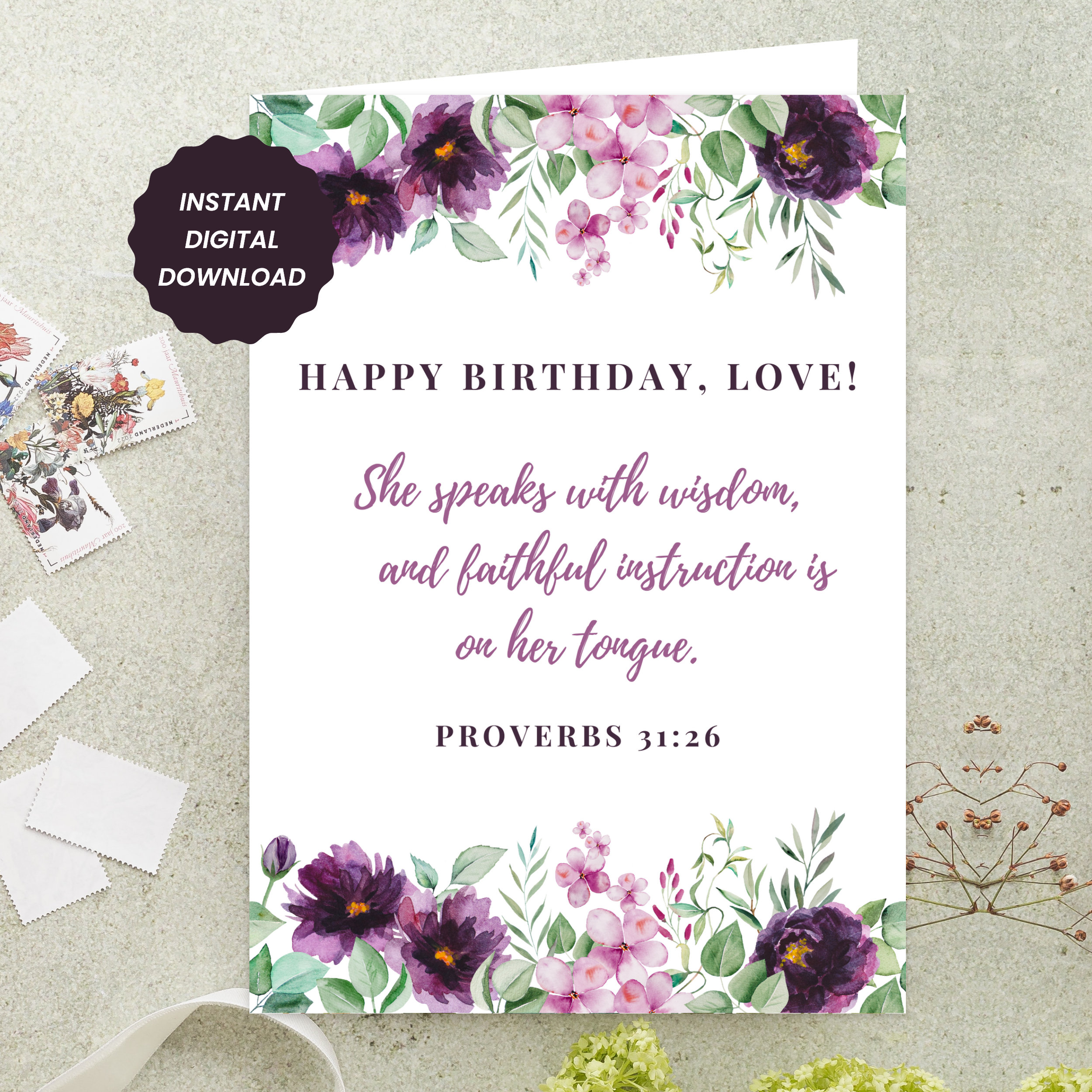 Birthday Card Instant Download Birthday Card Bible Verse Card Birthday ...