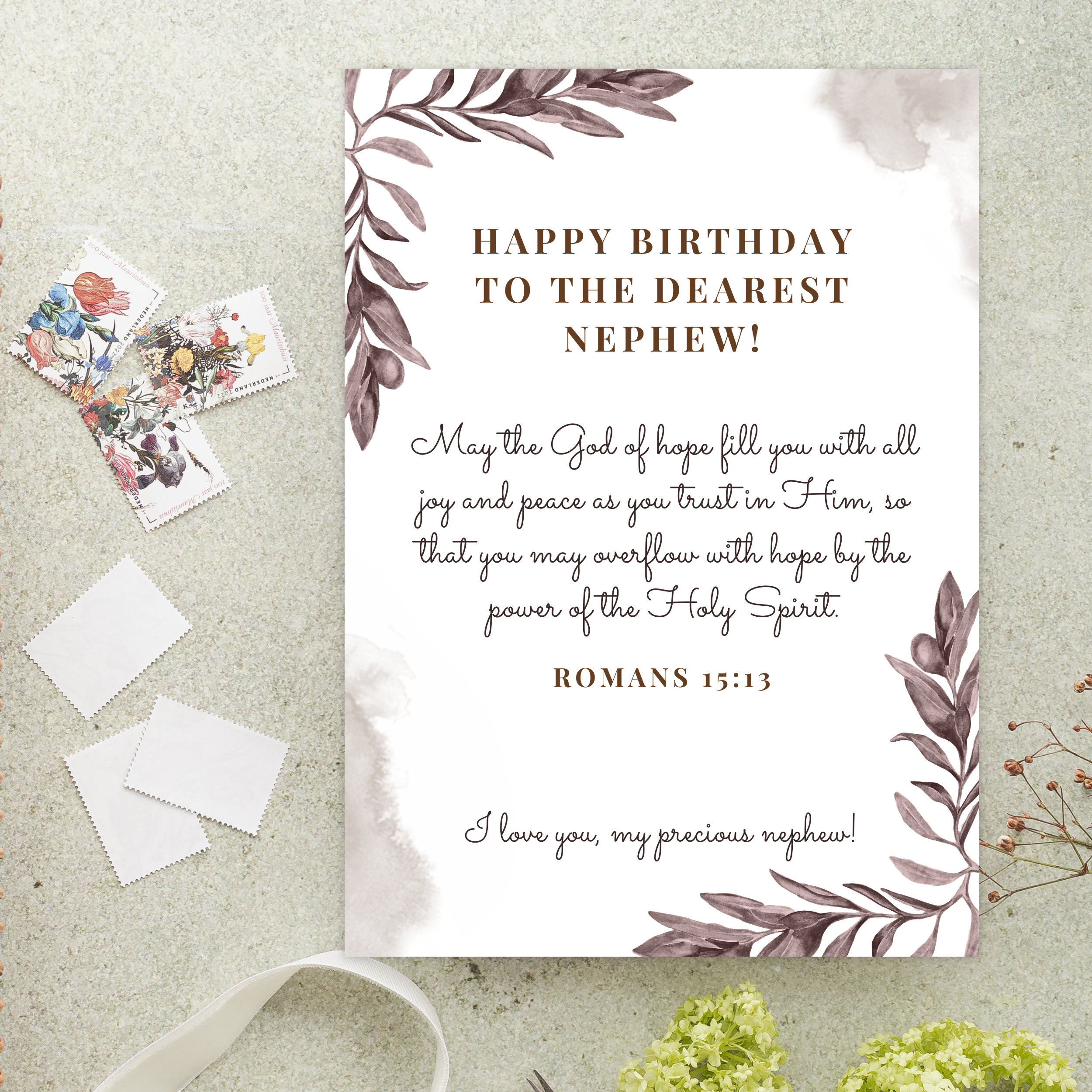 Birthday Card for Nephew: Bible Verse, Christian Gift (instant Download ...