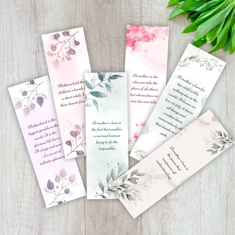 Mother's Day Bookmark, Printable Bookmarks Set of 6, Mother's Day Gift ...