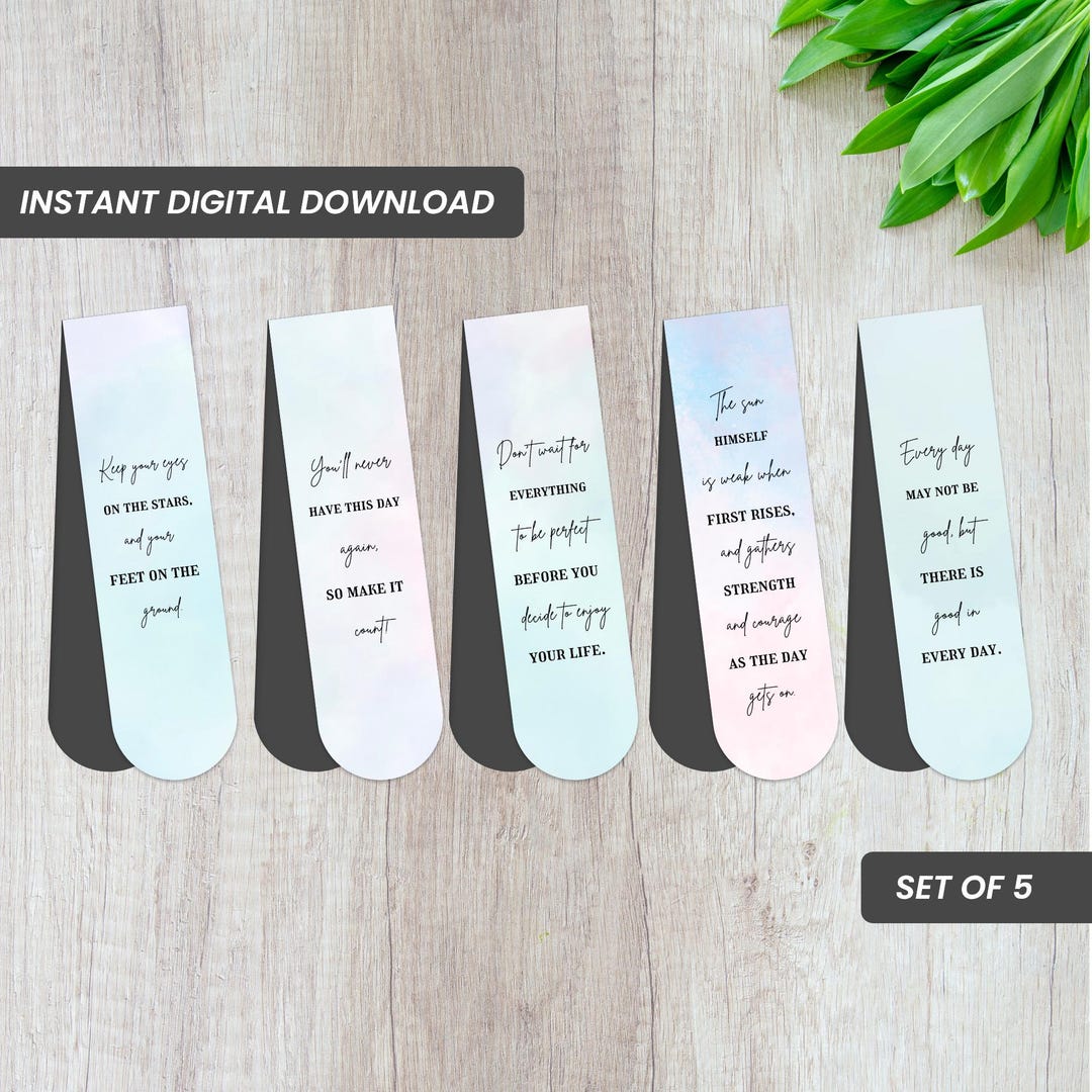 Motivational Quote Bookmark Set: Printable Magnetic Bookmarks (digital ...